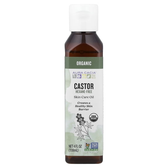 Aura Cacia Organic Castor Oil, Skin Care Oil, 4 fl oz, 100% Pure ...