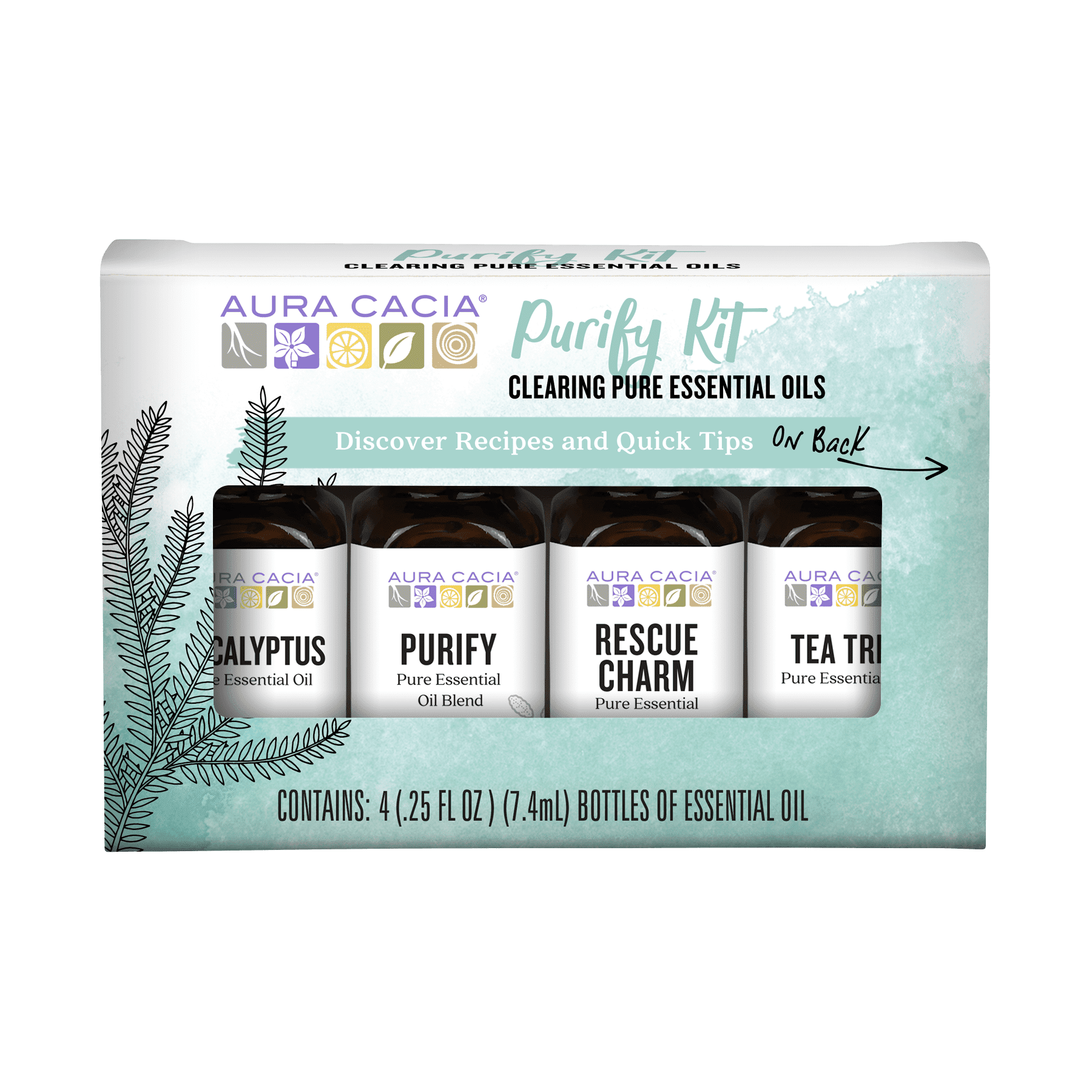 Aura Cacia Purify Pure Essential Oils Kit, 0.25 fl oz Bottles (4 Pack ...