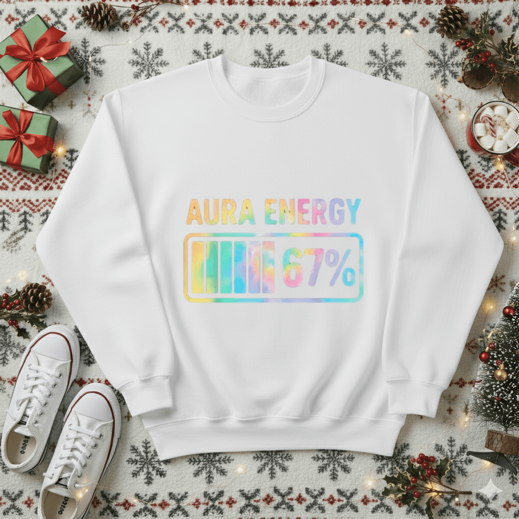 Aura Energy Funny Six Seven Meme Gen Alpha Slang Viral Humor Sweatshirt ...