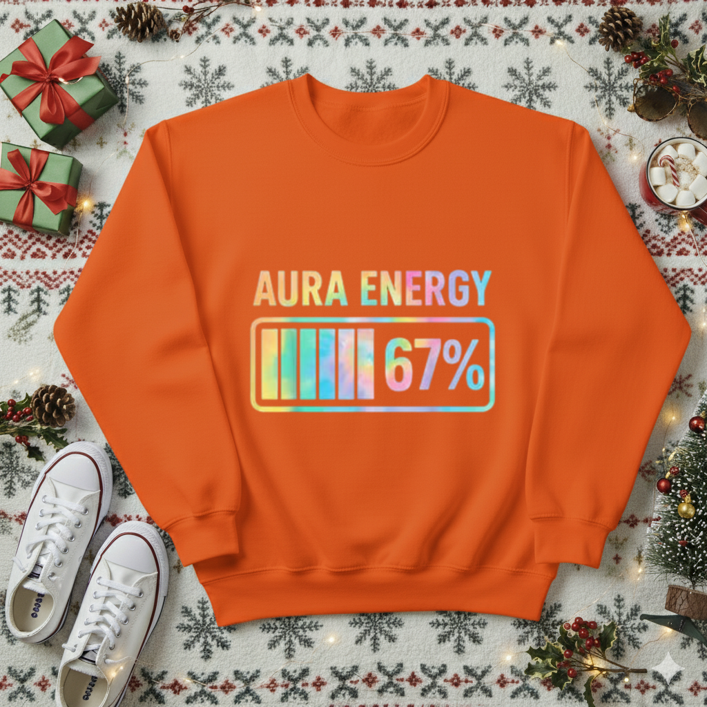 Aura Energy Funny Six Seven Meme Gen Alpha Slang Viral Humor Sweatshirt ...