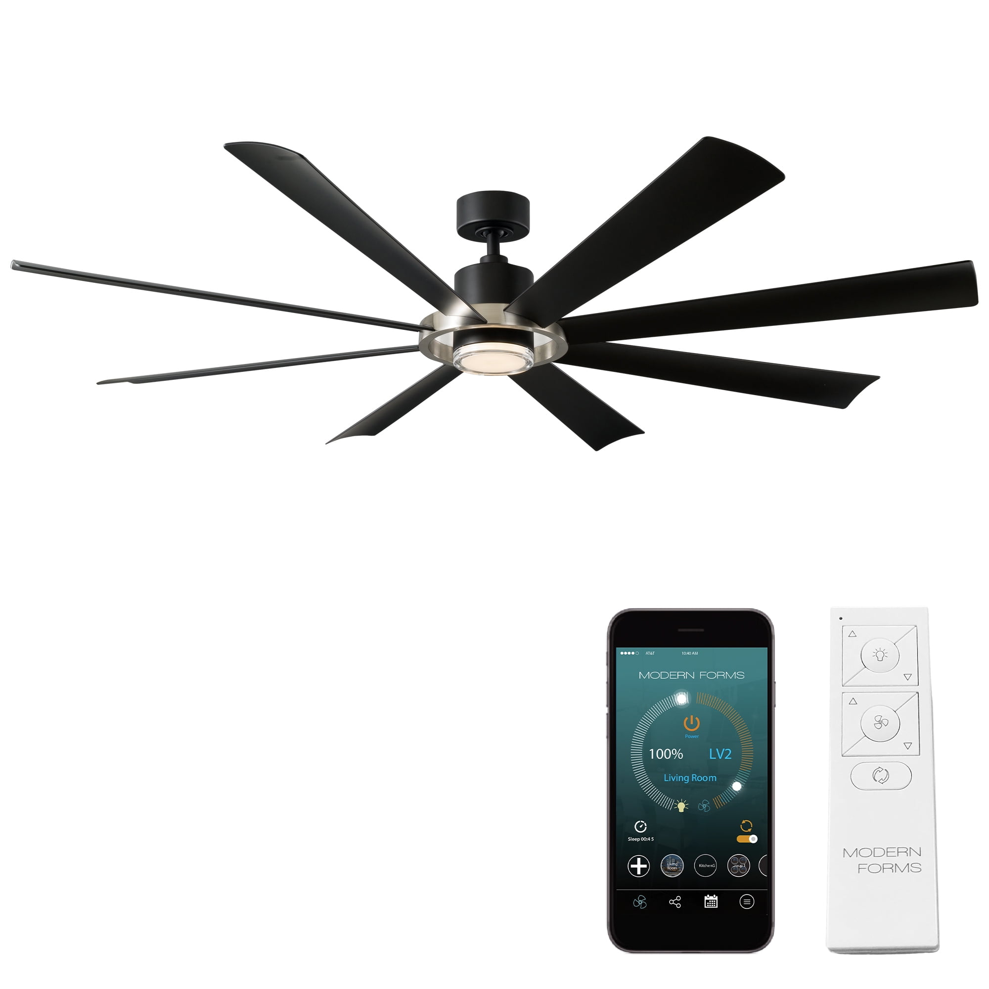 Aura Indoor and Outdoor 8-Blade 72in Smart Ceiling Fan in Brushed ...