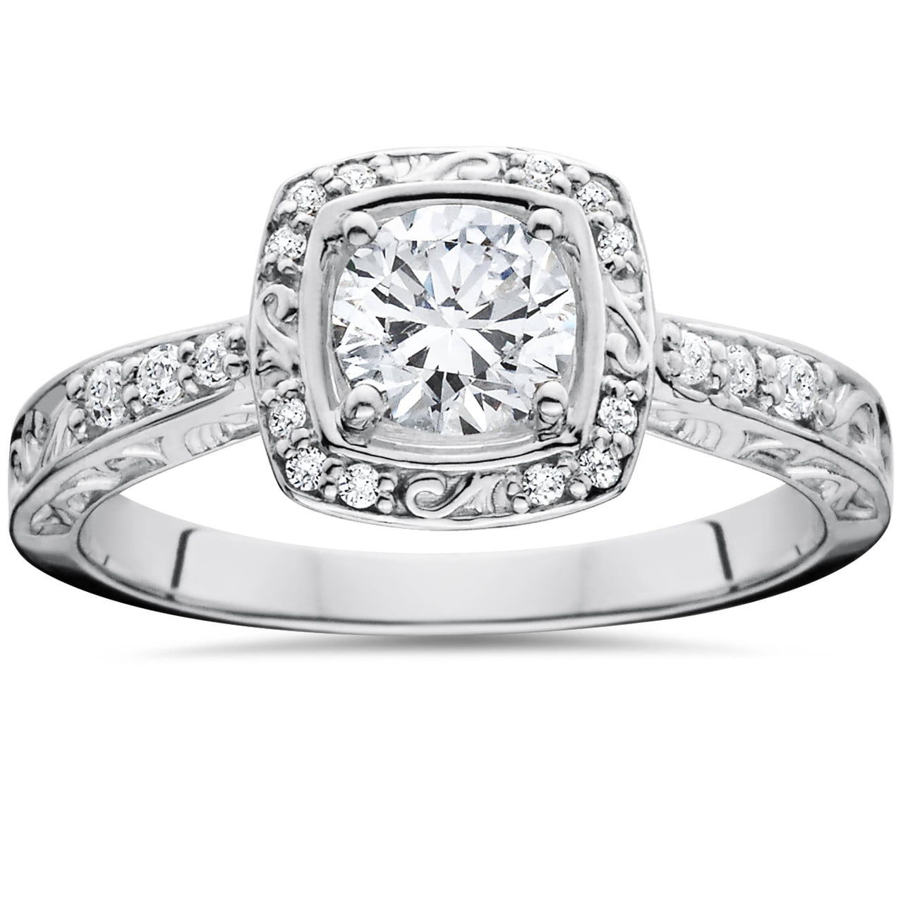 Aura Jewel 1.2 Ct VVS1/D Round Cut Diamond Bands - 14K White Gold ...