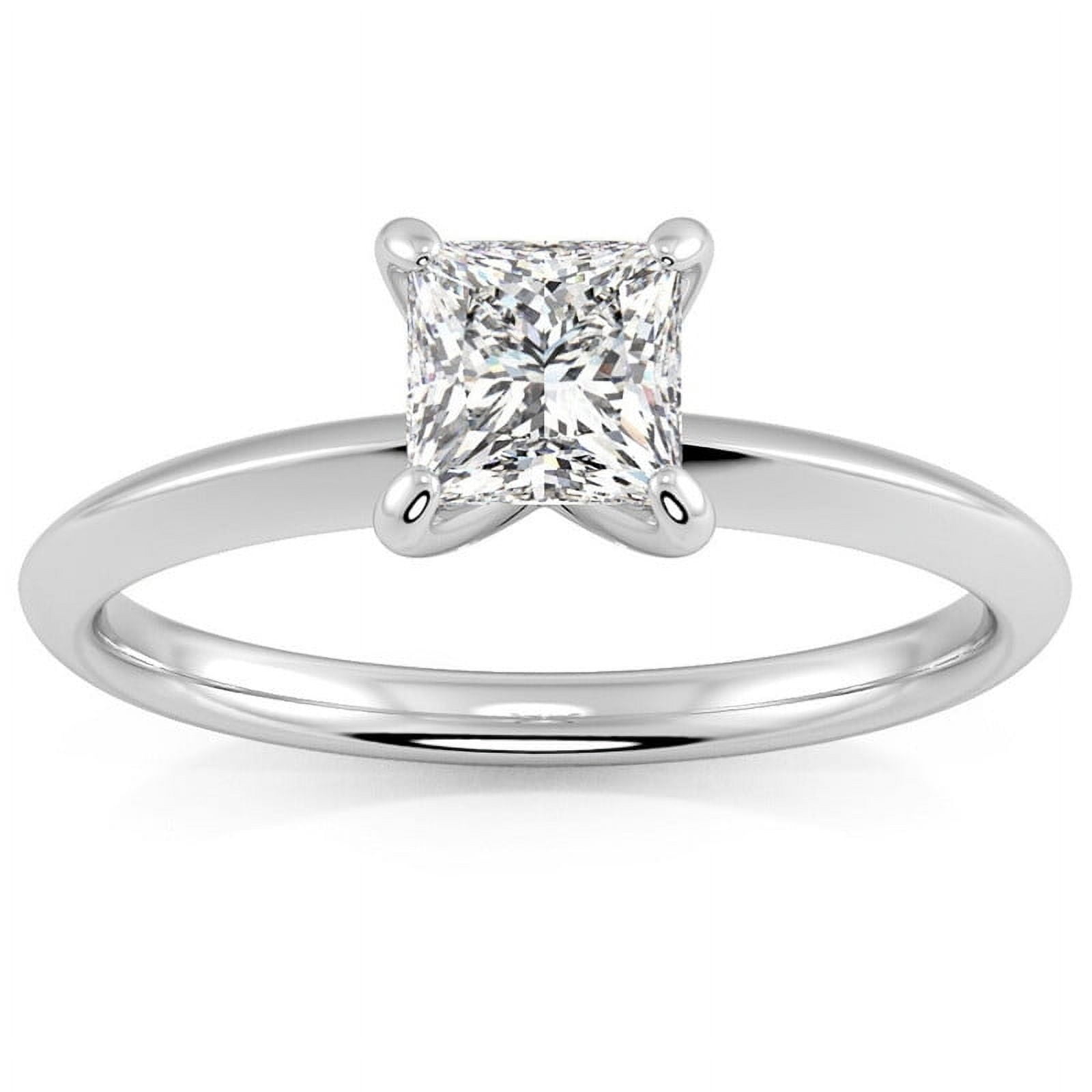 Aura Jewel 1.3 Ct Princess Cut Diamond Ring - 14K White Gold Plated ...