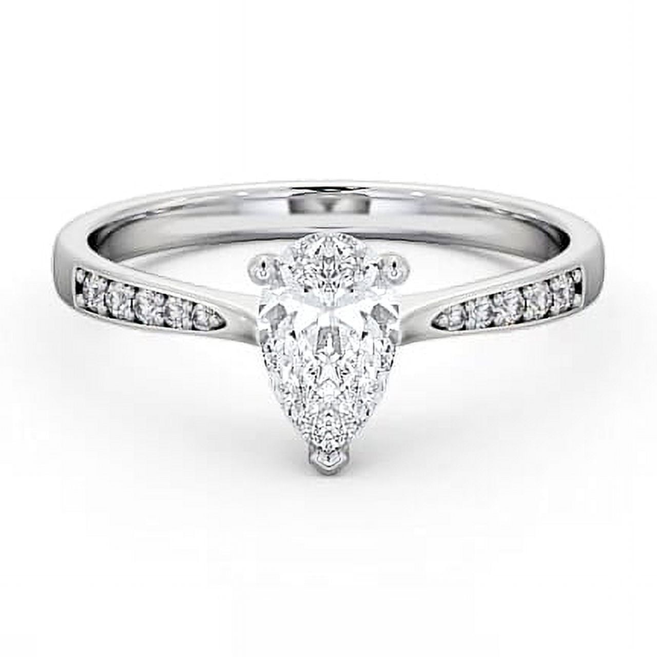 Aura Jewel 1.4 Ct Pear Cut Solitaire Ring with Accent Stones - 14K ...