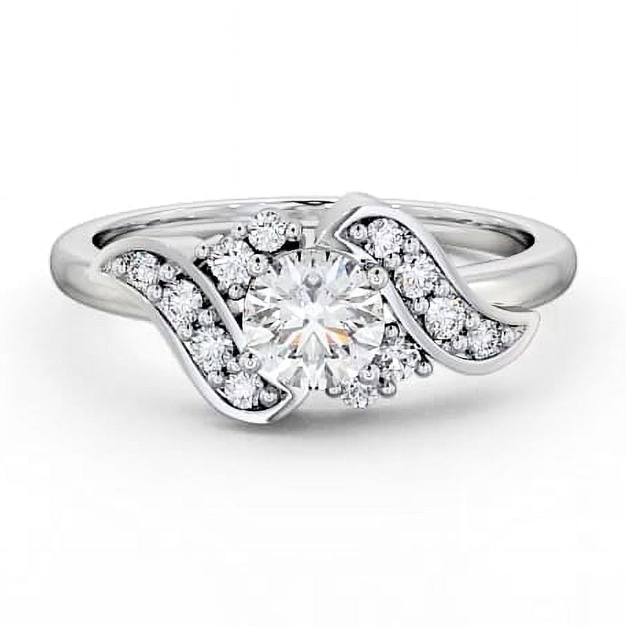 Aura Jewel 1.4 Ct Round Cut Lab Created Diamond Engagement Ring - 14K White Gold Plated ...