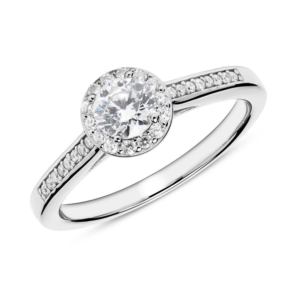 Aura Jewel 1.5 Ct Round Cut Diamond Halo Engagement Ring - 14K White ...