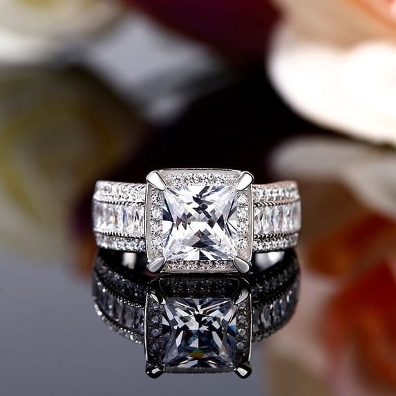 Aura Jewel 1.50 Ct Asscher Cut 4-Prong Halo Lab-Created Simulated ...