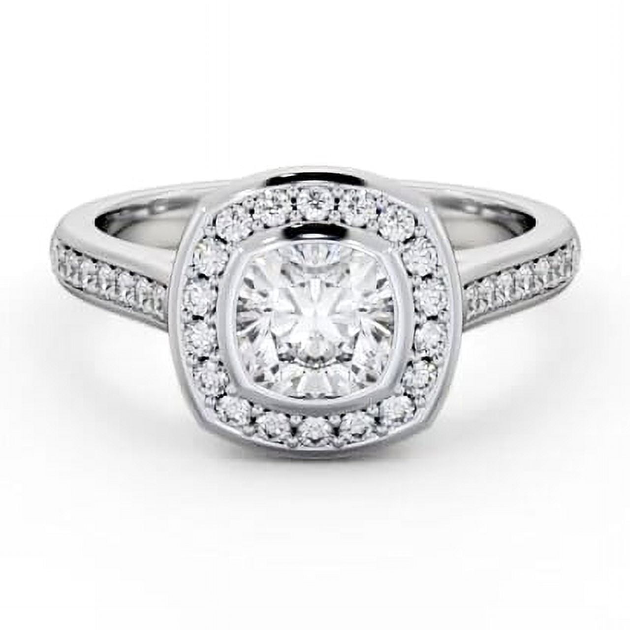 Aura Jewel 1.6 Ct Cushion Cut Lab Created Diamond Engagement Ring - 14K ...