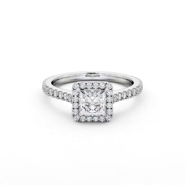 Aura Jewel 1.8 Ct Princess Cut Solitaire Ring with Accent Diamonds ...