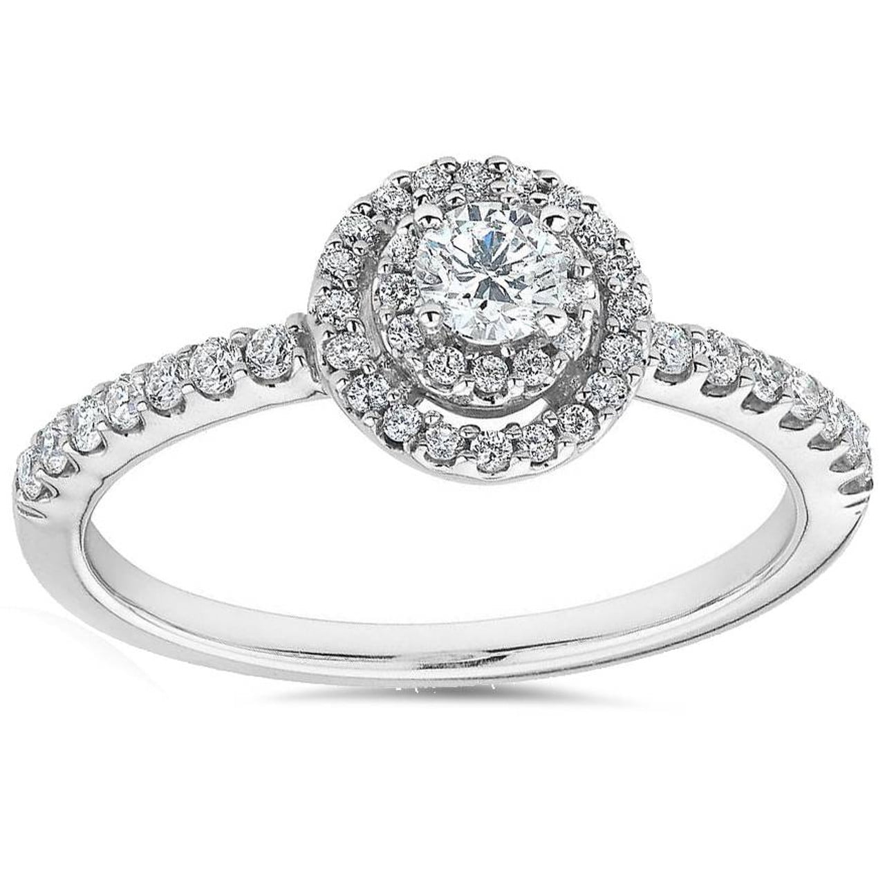 Aura Jewel 1 Ct Round Cut Diamond Band for Women - 14K White Gold ...