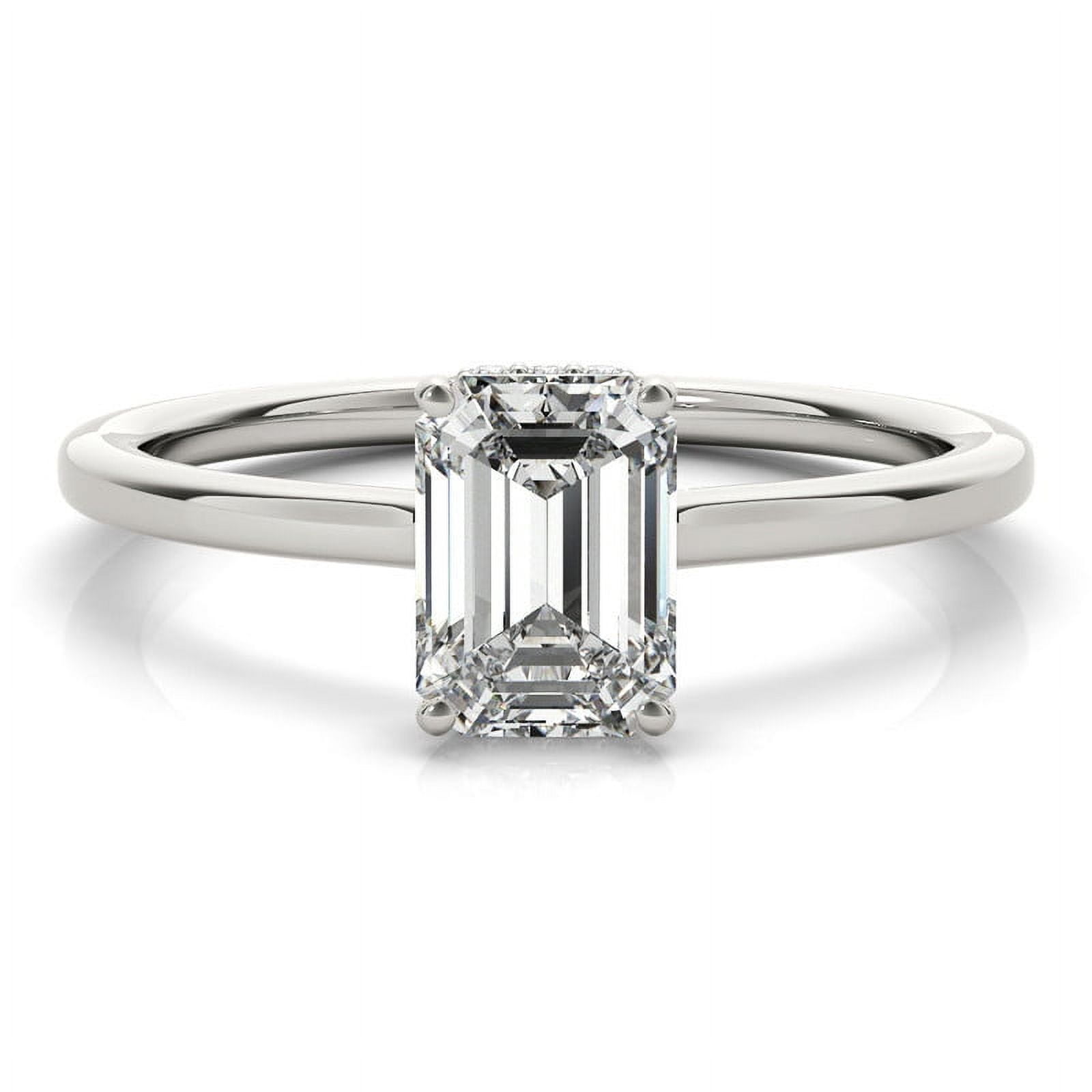 Aura Jewel 14K Silver Rings for Gift - Solitaire 1.8 Ct White Emerald Cut Diamond Rings ...
