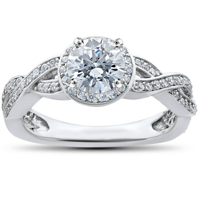 Aura Jewel 14K White Gold Plated Bands - 1.8 Ct Round Cut Diamond Bands ...