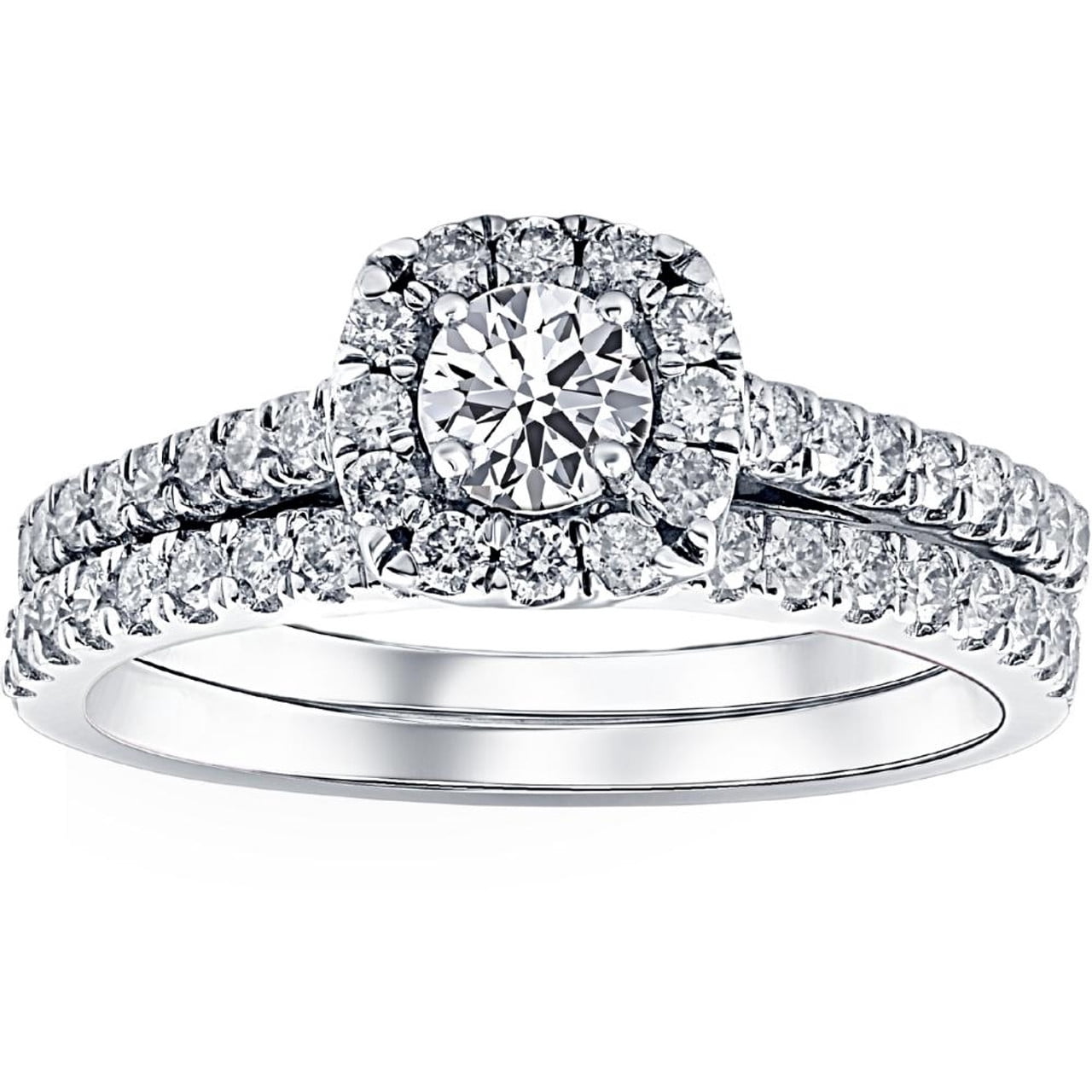 Aura Jewel 14K White Gold Plated Bands Presents - 1.4 Ct Round Cut ...