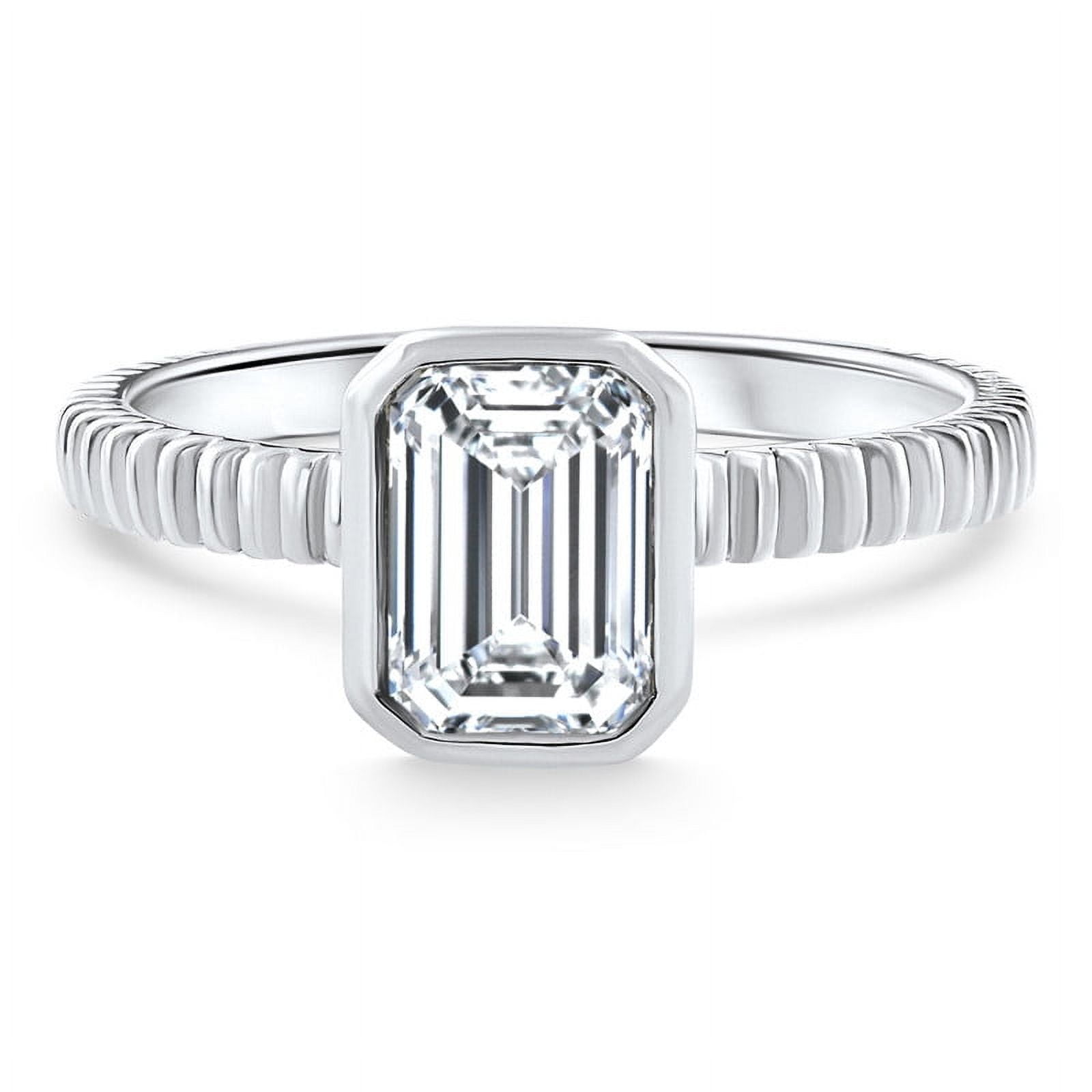 Aura Jewel 14K White Gold Plated Diamond Ring - 1.8 Ct Emerald Cut VVS1 ...