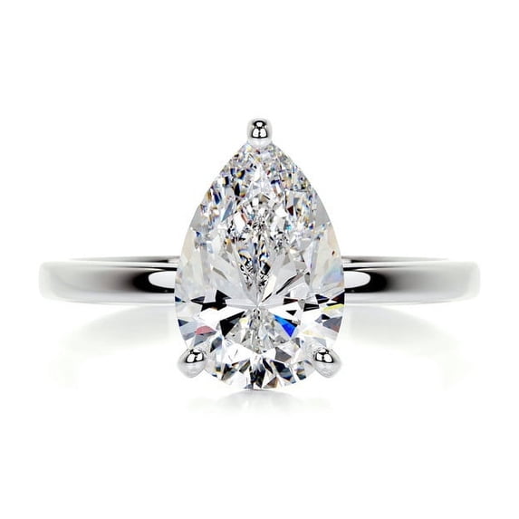 Aura Jewel 14K White Gold Plated Diamond Ring - Pear Cut Excellent 1.9 ...