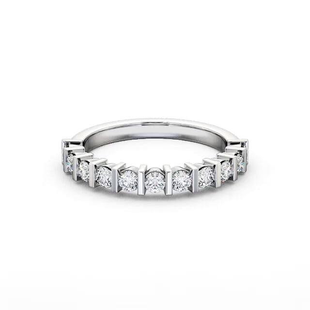 Aura Jewel 14K White Gold Plated Half Moon Eternity Ring - 3 Ct Round Cut Lab Created Diamond ...