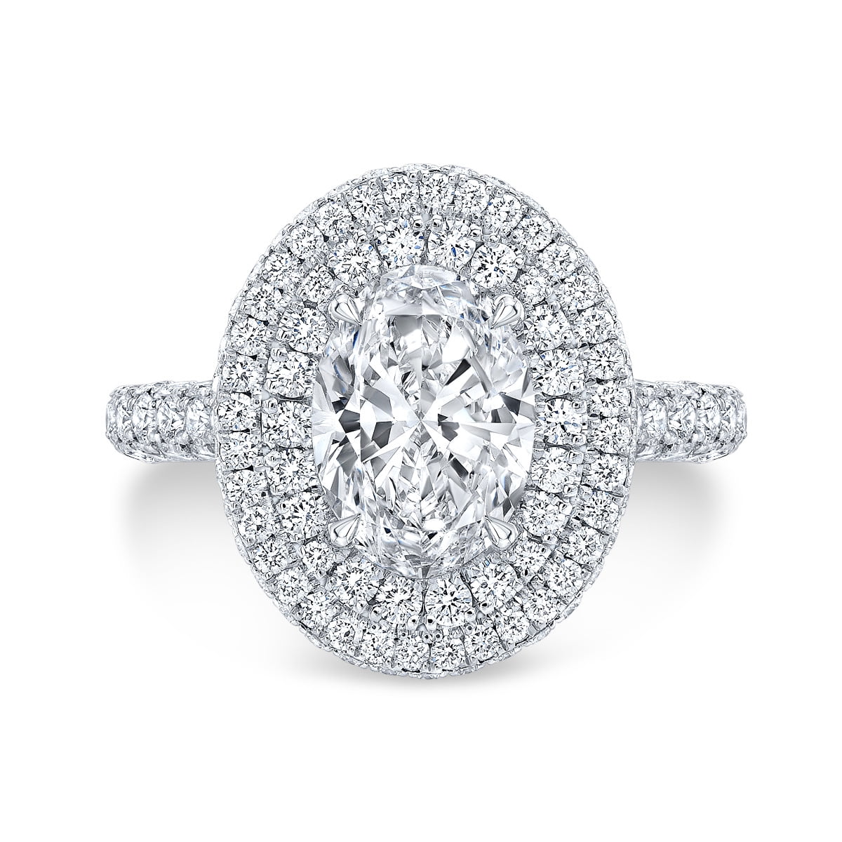 Aura Jewel 14K White Gold Plated Ring - 2.1 Ct Oval Cut Diamond Ring ...