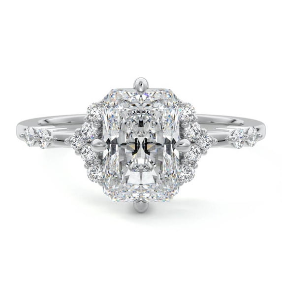 Aura Jewel 14K White Gold Plated Ring for Her - 2 Ct Radiant Cut ...