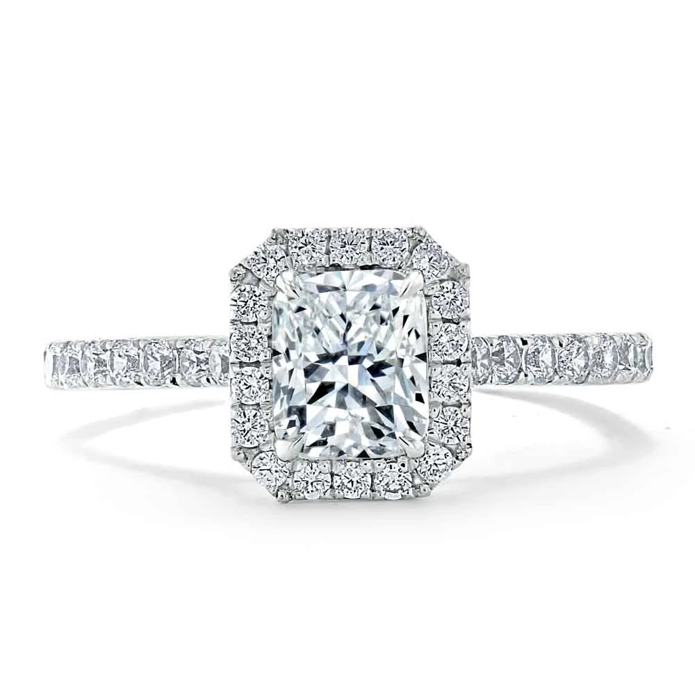 Aura Jewel 14K White Gold Plated Ring Gift - 2.1 Ct Radiant Cut Diamond ...