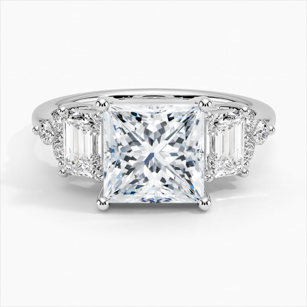 Aura Jewel 14K White Gold Plated Solitaire Wedding Rings - Simple ...