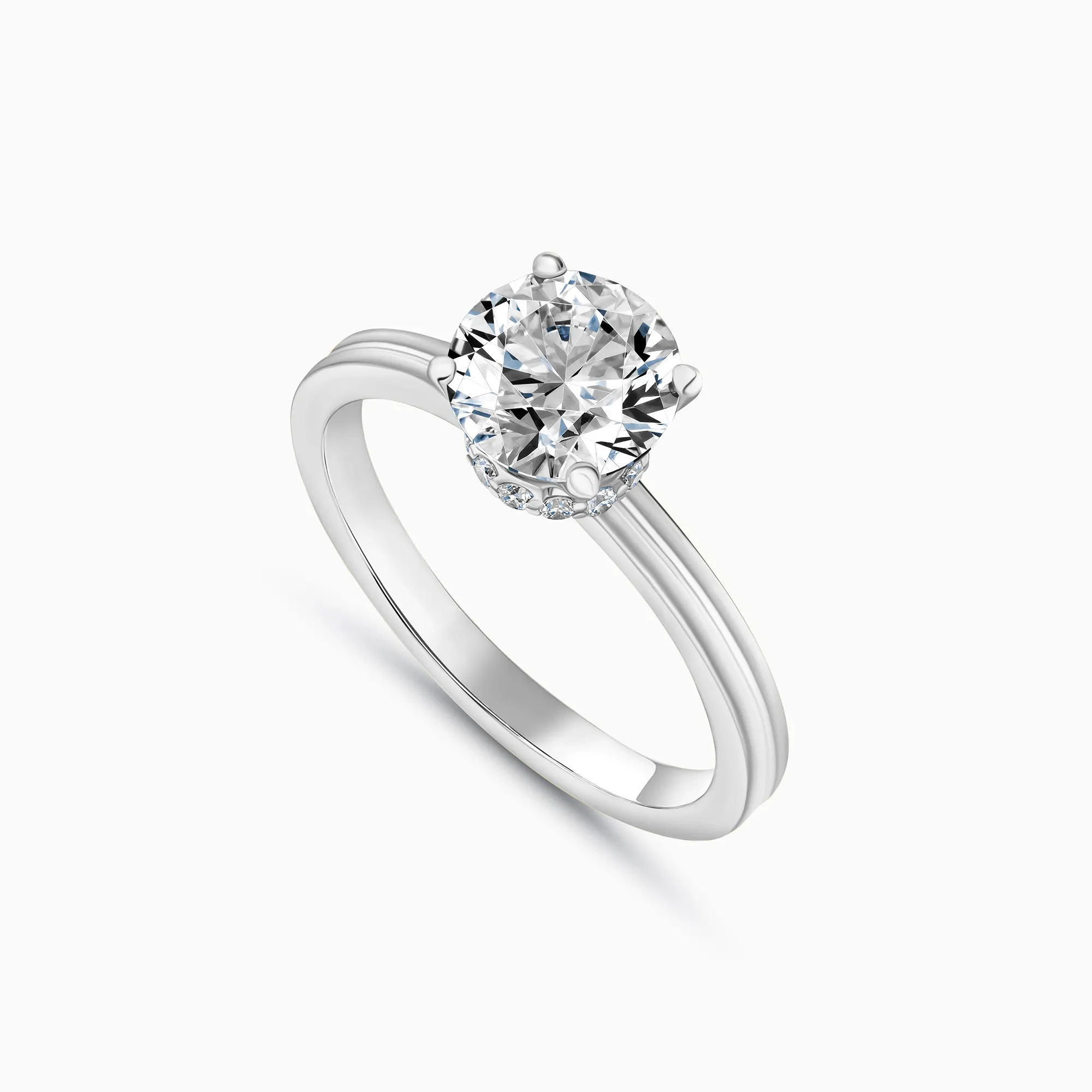 Aura Jewel 2.1 Ct Hidden Halo Round Cut Engagement Ring - Lab-Created ...