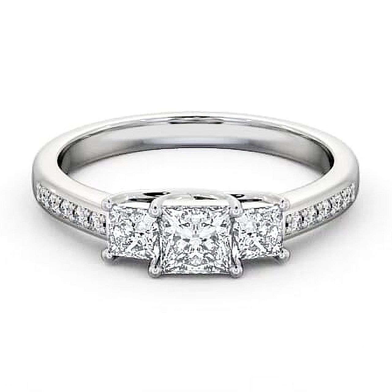 Aura Jewel 2.7 Ct Princess Cut Solitaire with Accents - 14K White Gold ...