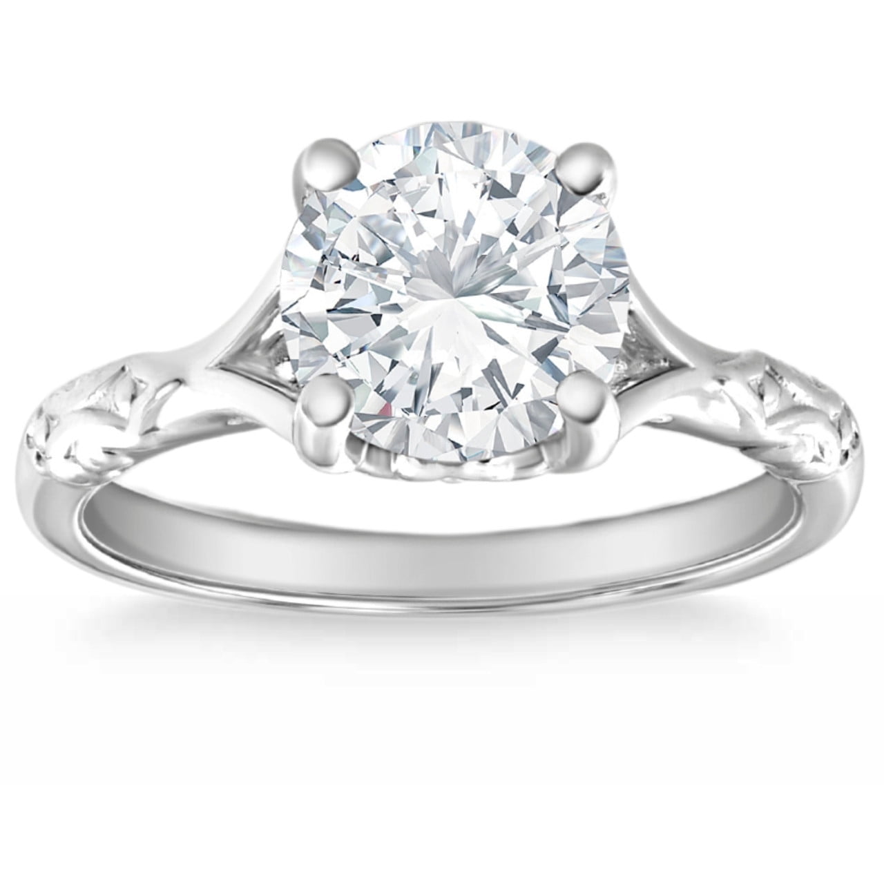 Aura Jewel 2 Ct Round Cut Lab Created Diamond Solitaire Bands - 14K ...