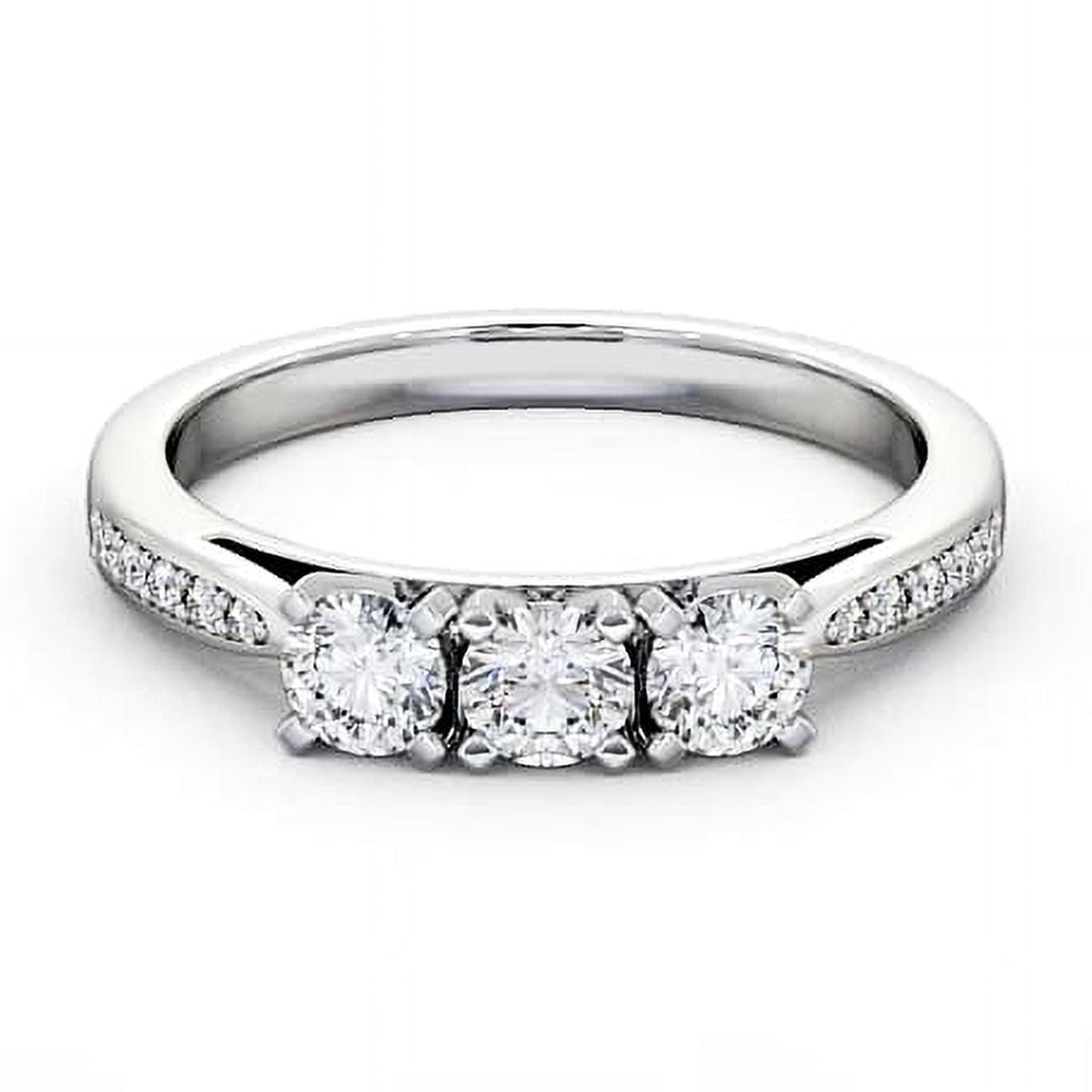 Aura Jewel 2 Ct Round Cut Solitaire with Accent Diamonds - 14K White ...