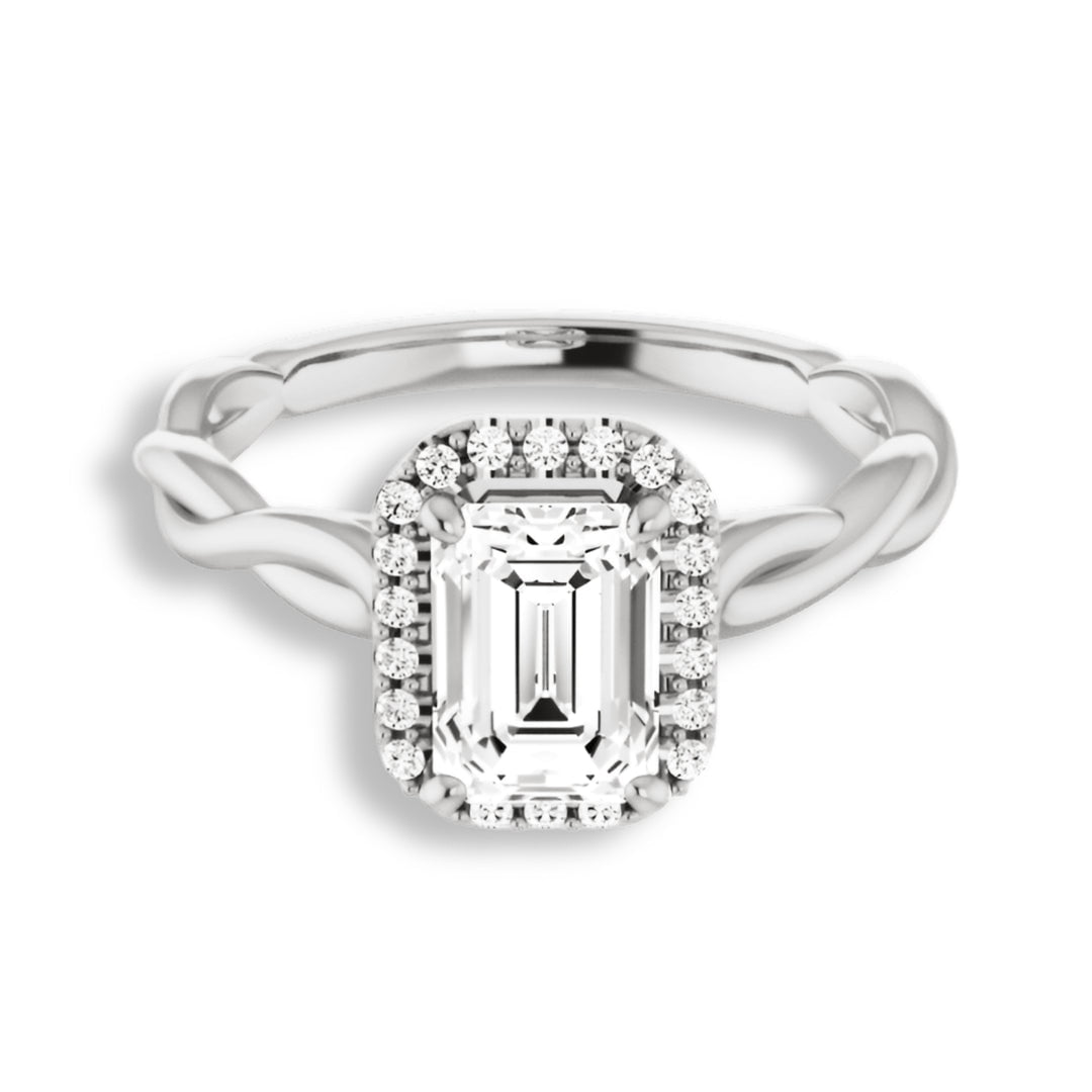 Aura Jewel Excellent 1.8 Ct Emerald Cut Diamond Ring - 14K White Gold ...