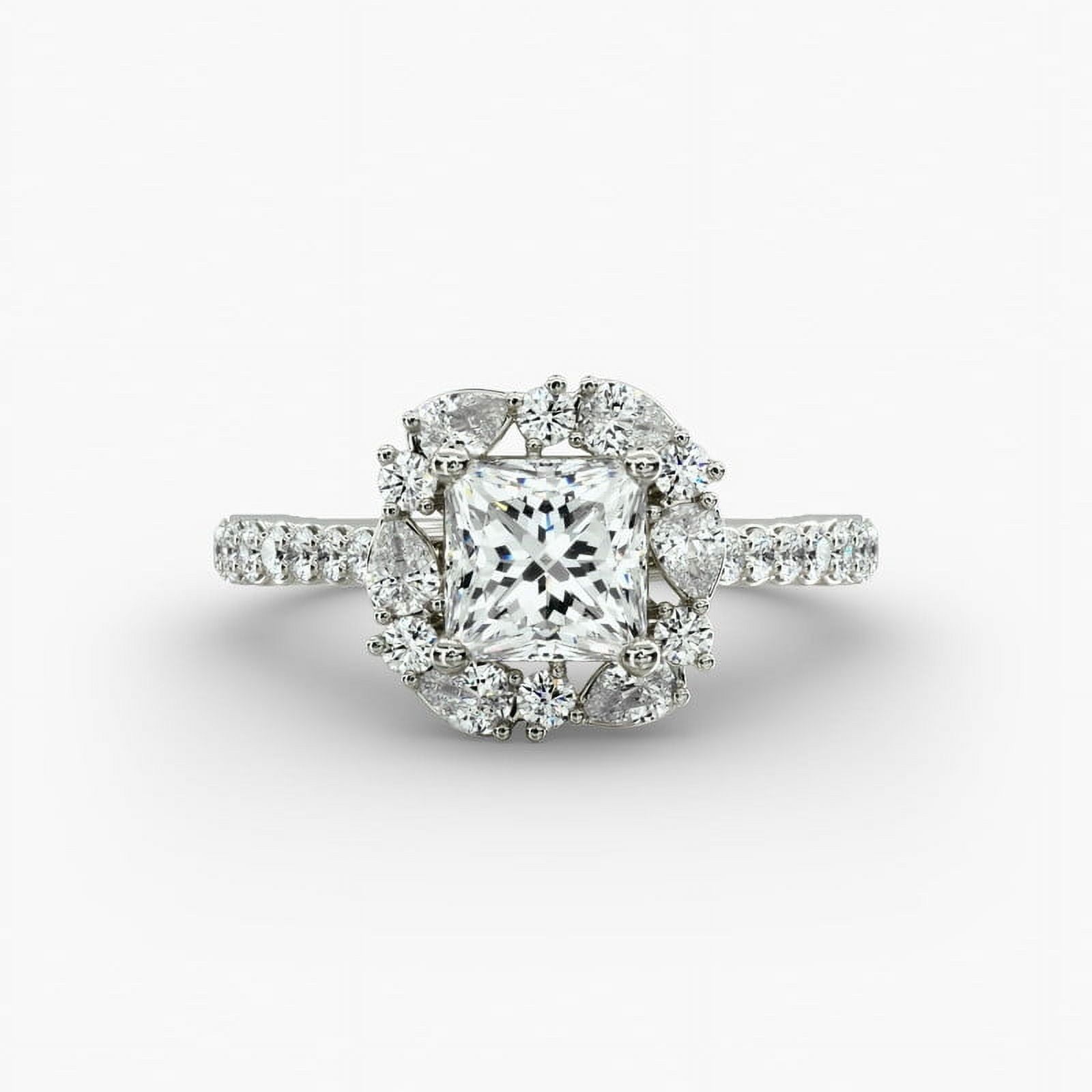 Aura Jewel Princess Cut Excellent 2.77 Ct Diamond Ring for Wife - 14K White Gold Plated Wedding ...