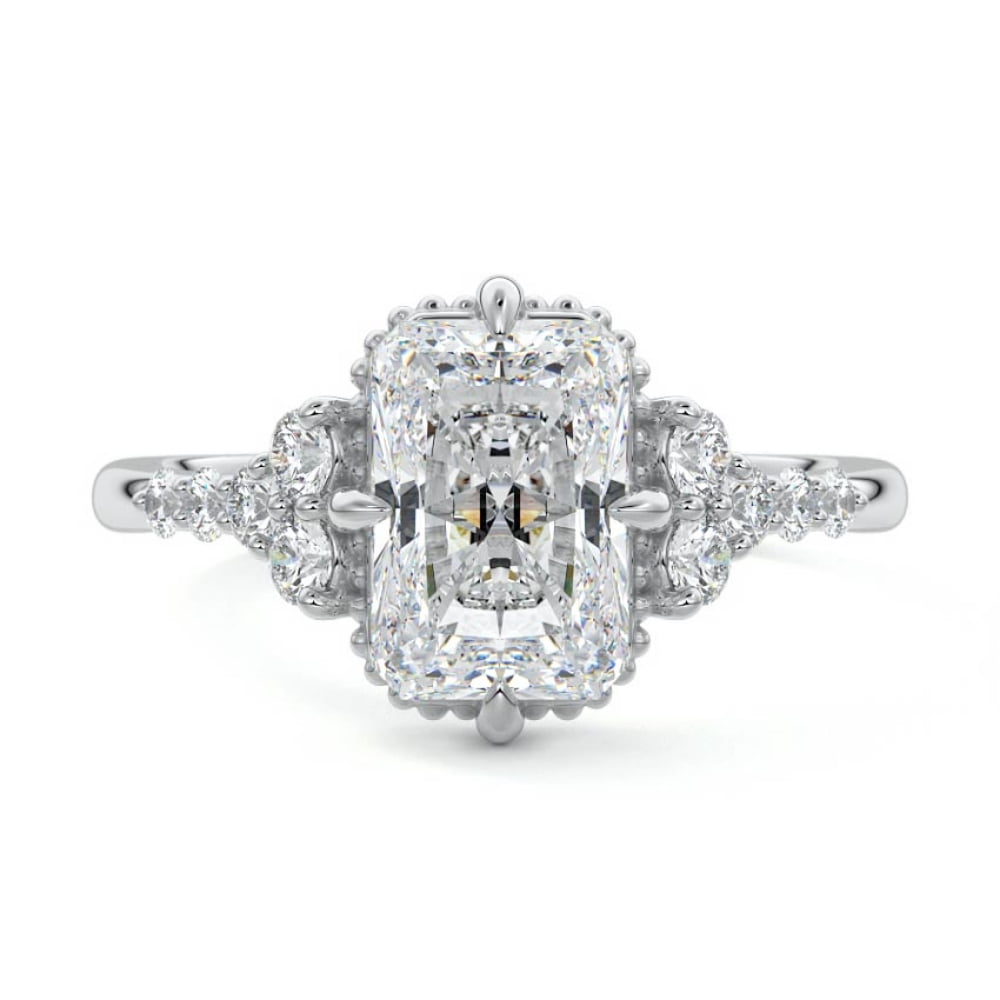 Aura Jewel Radiant Cut 1.7 Ct Lab Created Diamond Wedding Ring - 14K ...