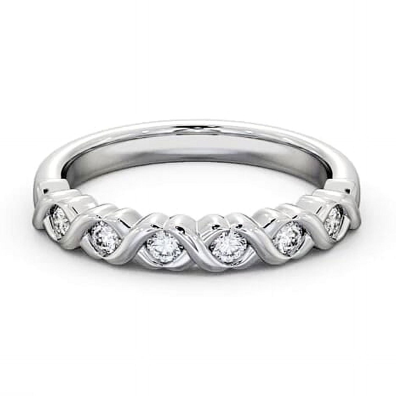 Aura Jewel Ripple Crossover Anniversary Ring - 2.1 Ct Round Cut Lab Created Diamond Ring - 14K ...