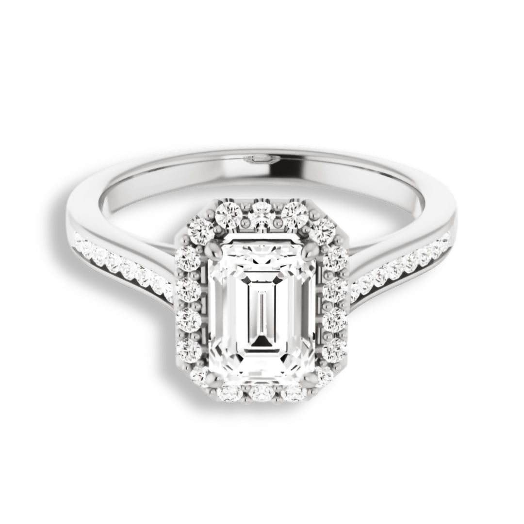 Aura Jewel White Gold Over 14K Silver Diamond Ring - 1.8 Ct Emerald ...