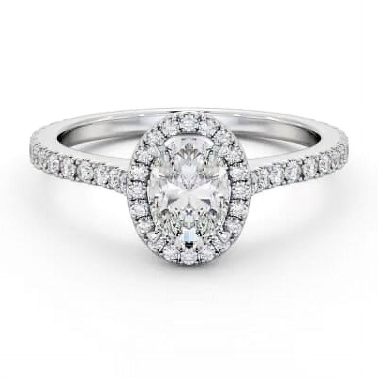 Aura Jewelry 1.8 Ct Oval Cut Moissanite Ring - Hidden Halo Moissanite Design - 14K White Gold ...