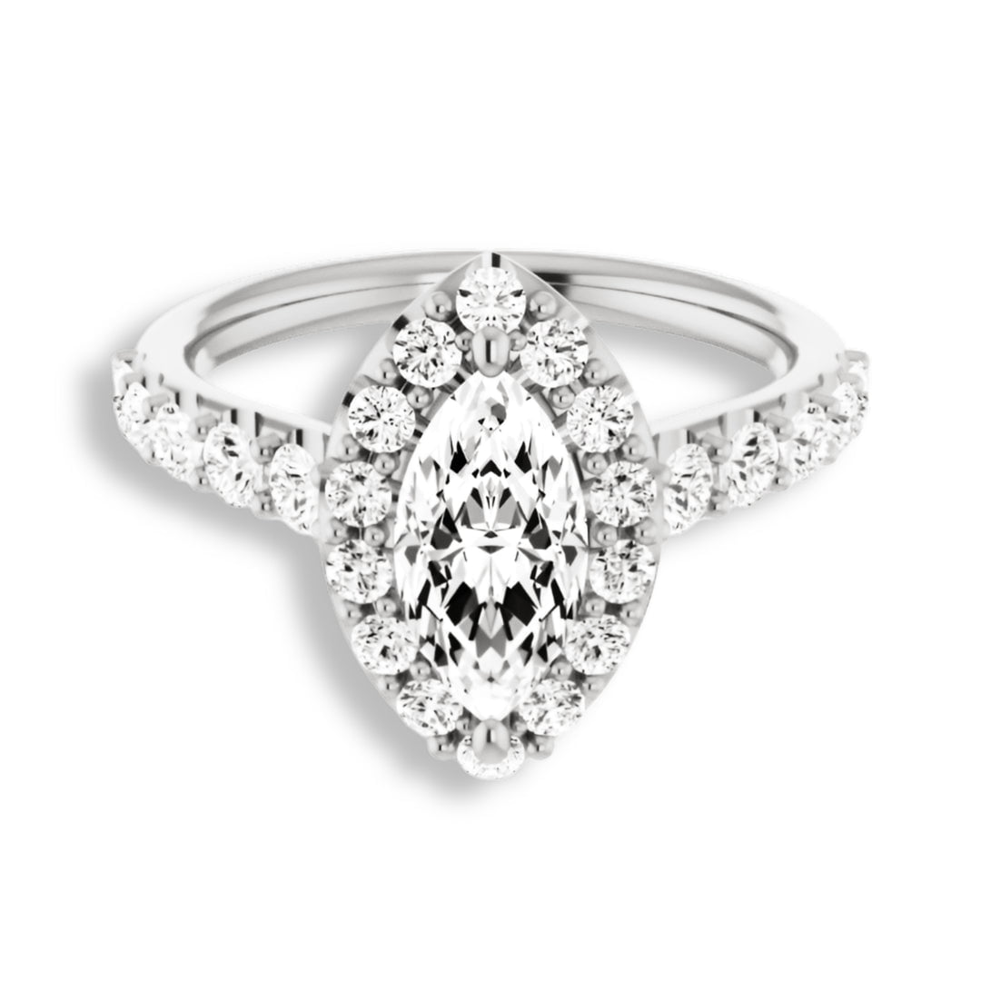 Aura Jewelry 1.88 Ct Marquise Cut White Moissanite Rings - 14K White ...