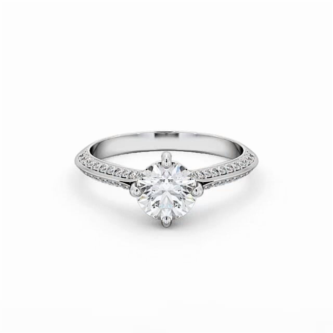 Aura Jewelry 1.9 Ct Round Cut Moissanite Ring - 14K White Gold Plated Solitaire with Accents ...