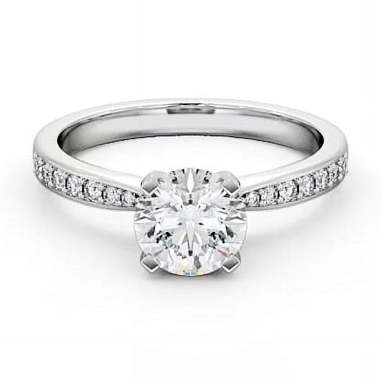 Aura Jewelry 1.9 Ct Round Cut Moissanite Ring - 14K White Gold Plated Solitaire with Accents ...