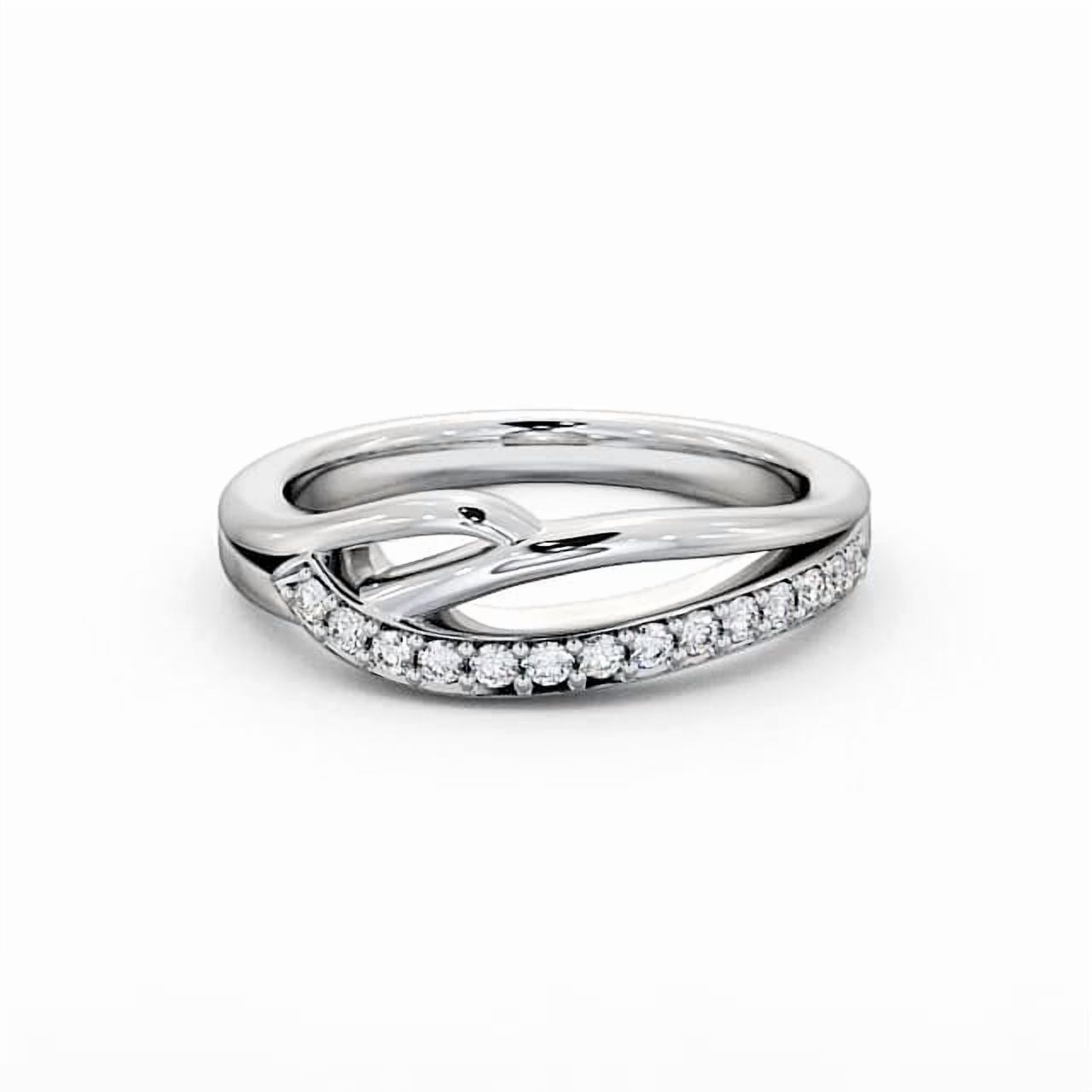 Aura Jewelry 1 Ct Round Cut Moissanite Ring - 14K White Gold Plated Metal - Overlapping Eternity ...