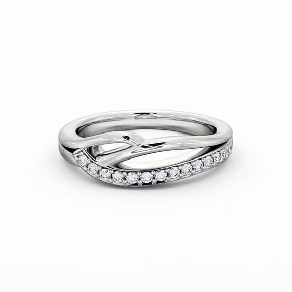 Aura Jewelry 1 Ct Round Cut Moissanite Ring - 14K White Gold Plated Metal - Overlapping Eternity ...