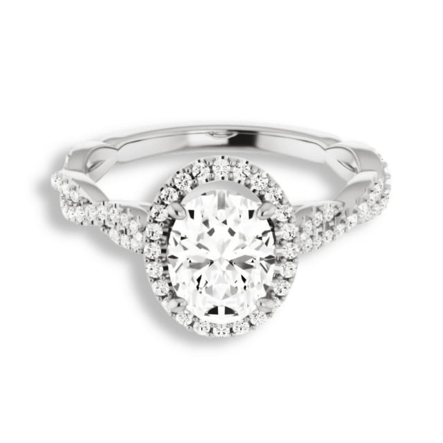 Aura Jewelry 14K White Gold Plated Solitaire Ring - 2.17 Ct Oval Cut ...