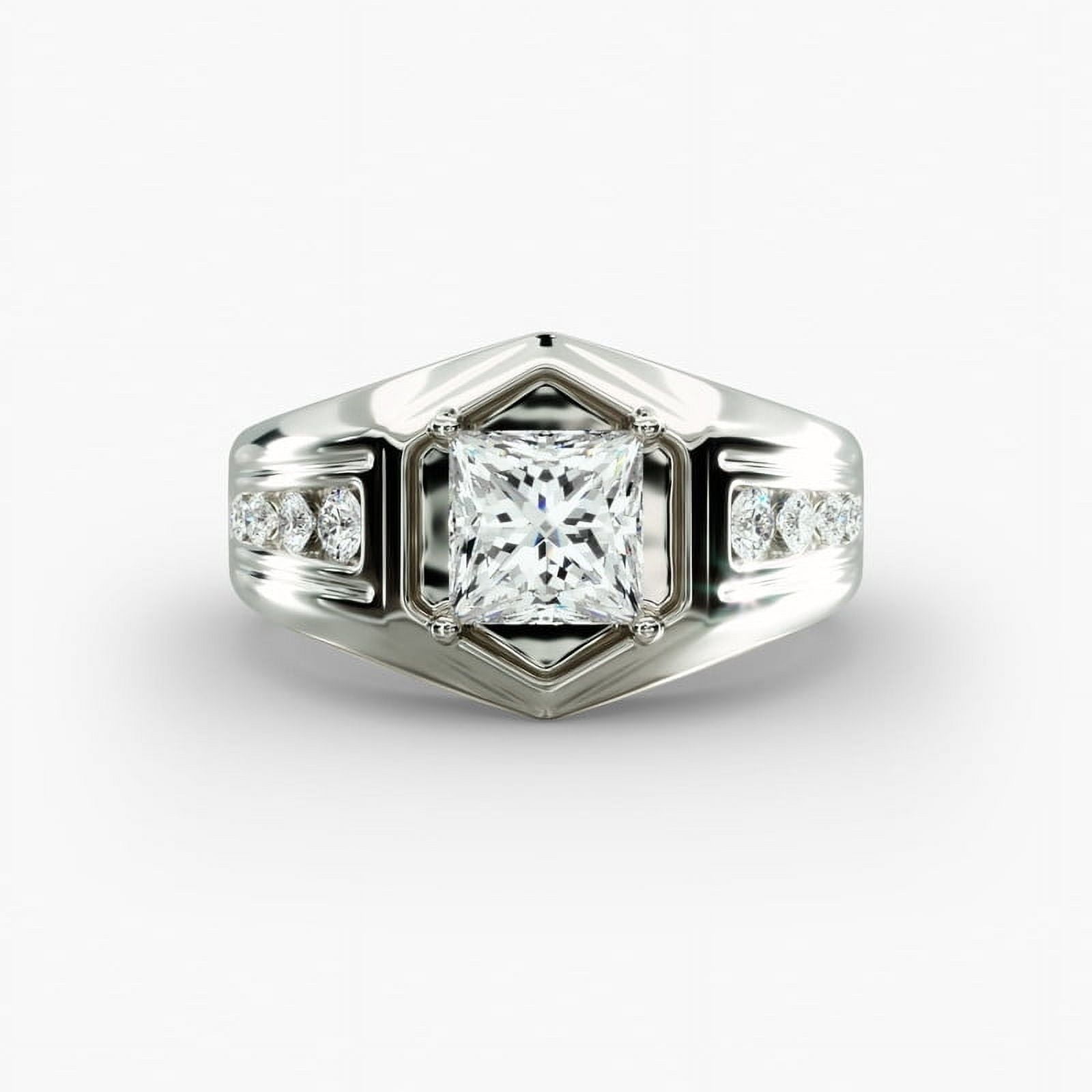 Aura Jewelry 14k White Gold Plated Moissanite Ring - Princess Cut Excellent 1.78 Ct Moissanite ...