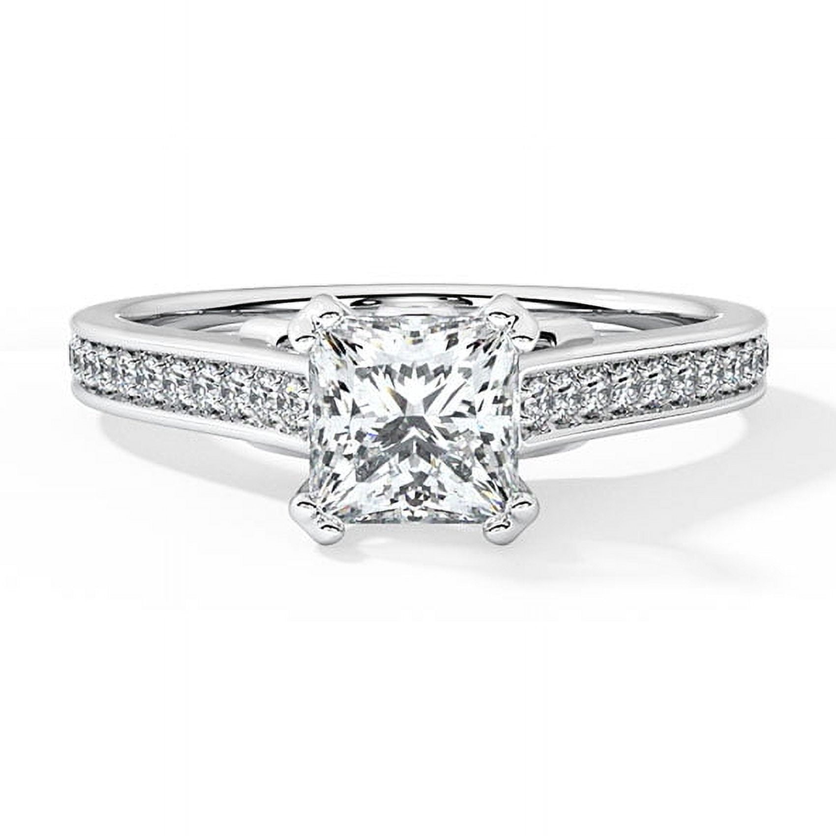 Aura Jewelry 14k White Gold Plated Rings - Moissanite Princess Cut 2.07 ...