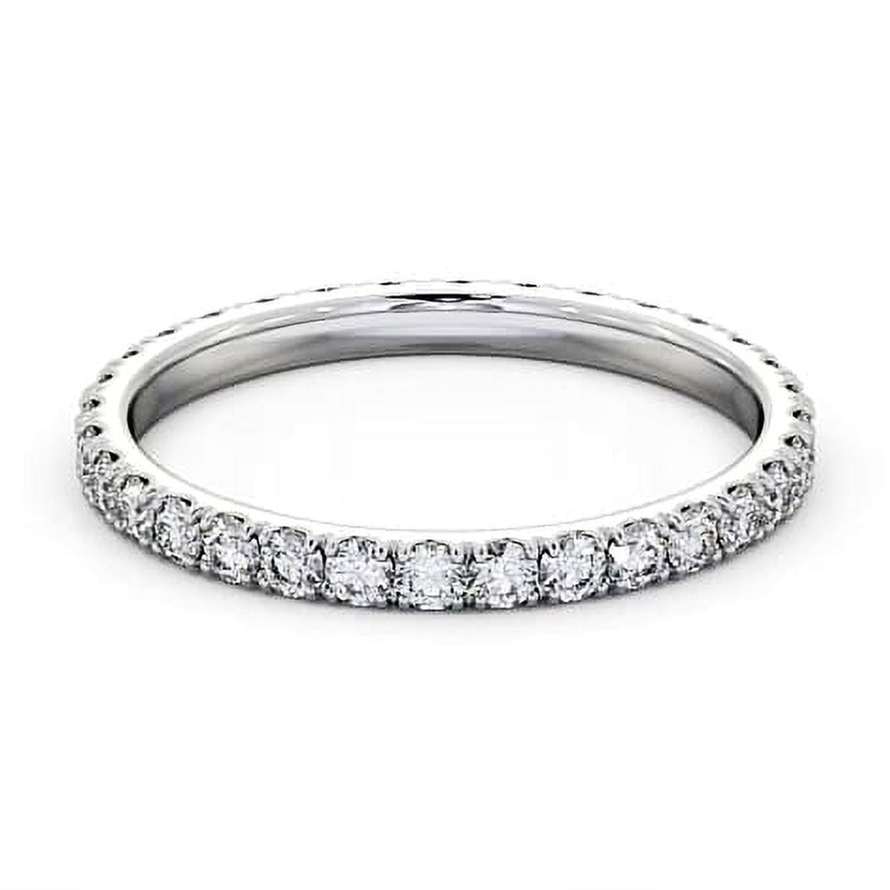 Aura Jewelry 2.1 Ct Round Cut Full Eternity Moissanite Ring for Women - 14K White Gold Plated ...