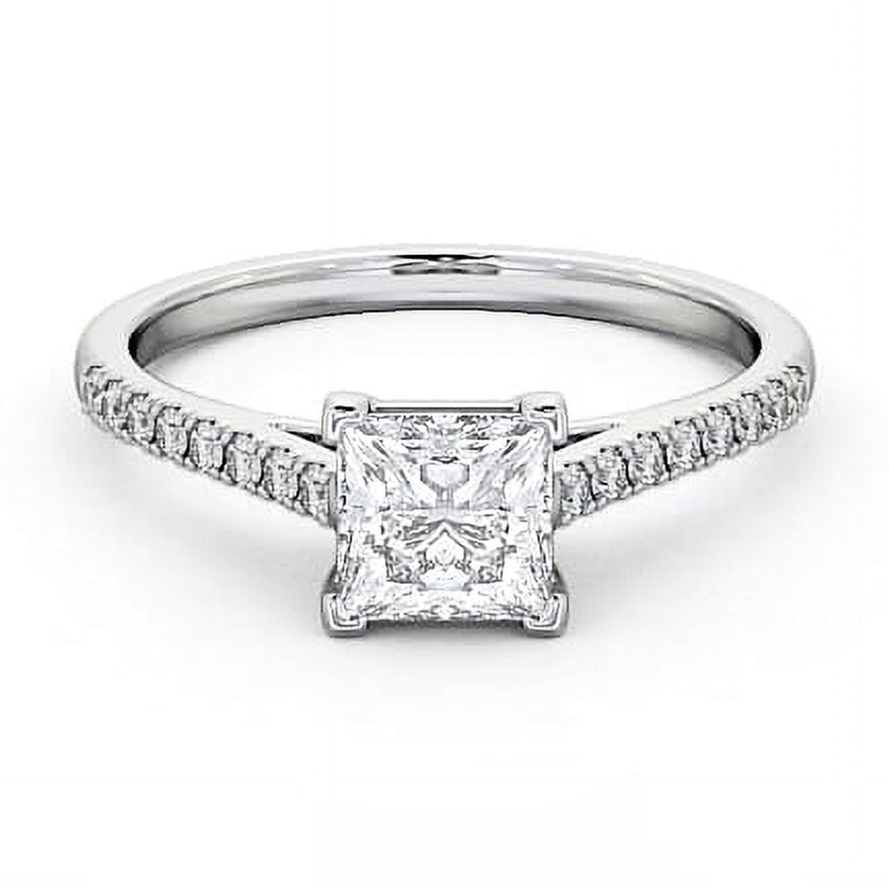 Aura Jewelry 2 Ct Princess Cut Solitaire Engagement Ring - 14K White ...