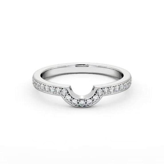 Aura Jewelry 2 Ct Round Cut MoissaniteRing - 14K White Gold Plated - Half Moon Shaped Eternity ...