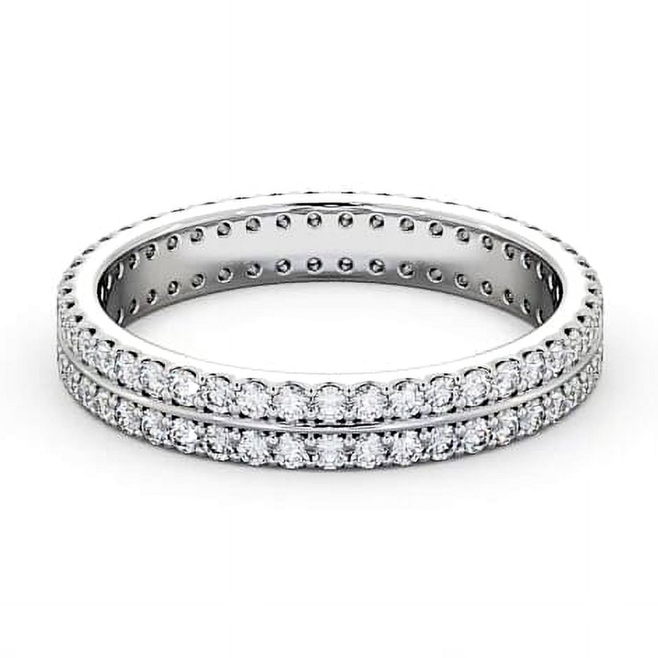 Aura Jewelry 3.2 Ct Round Cut Moissanite Ring - 14K White Gold Plated Full Eternity Double Row ...