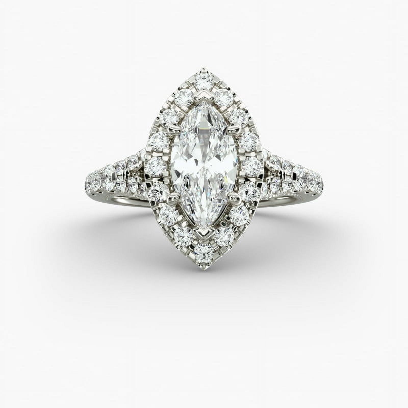 Aura Jewelry Causal Office Wear Ring - 14K White Gold Plated Moissanite ...
