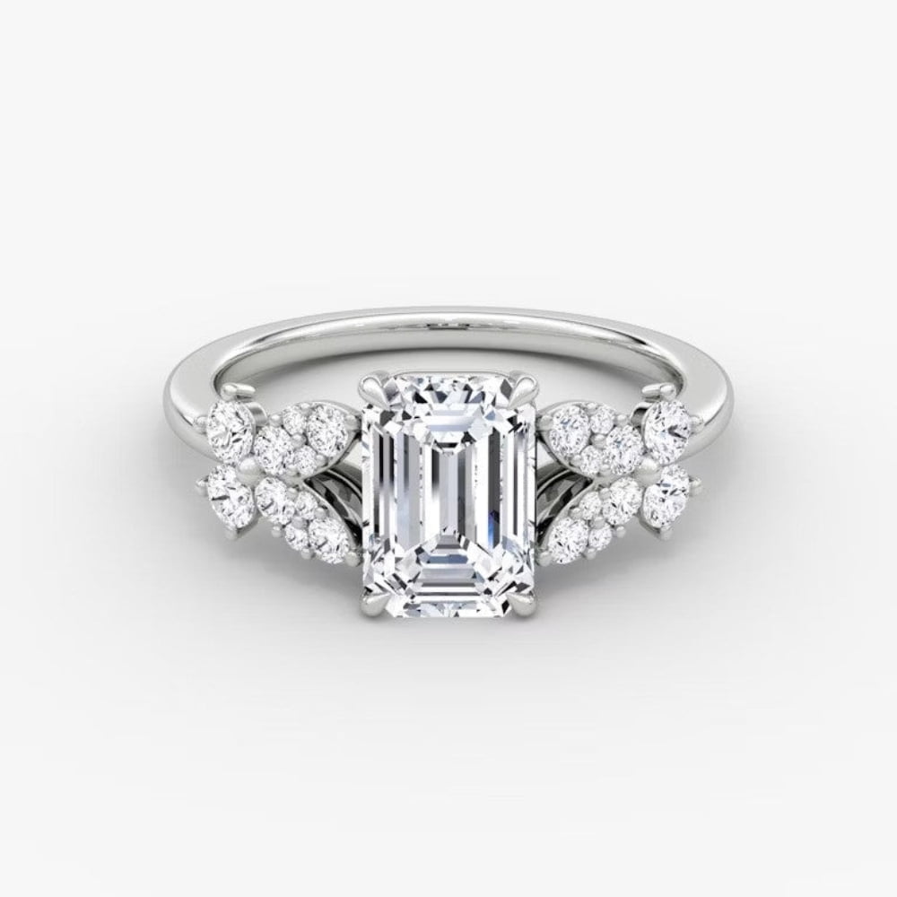 Aura Jewelry Excellent 1.78 Ct Emerald Cut White Moissanite Anniversary ...