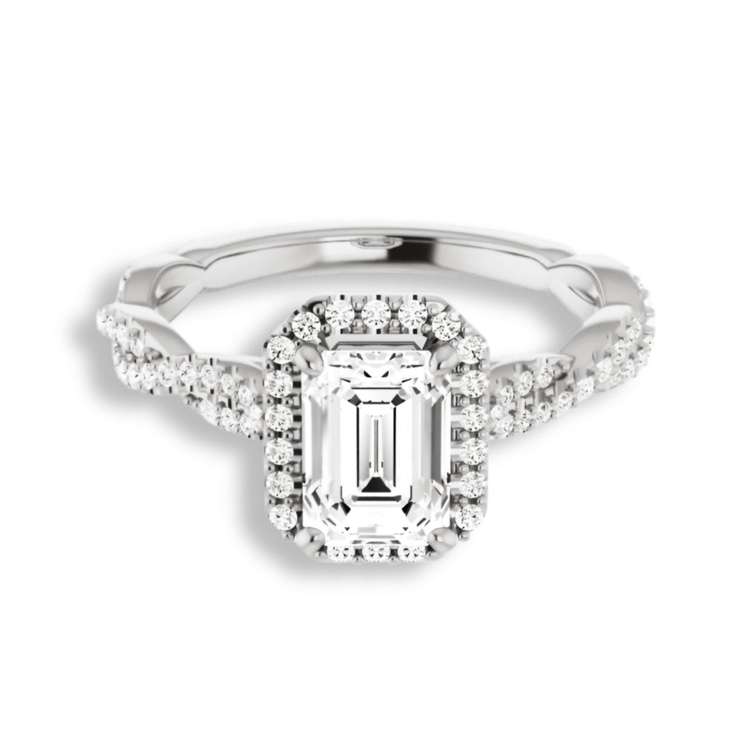 Aura Jewelry Excellent 1.88 Ct Emerald Cut Moissanite Ring - 14K White Gold Plated Ring - Unique ...
