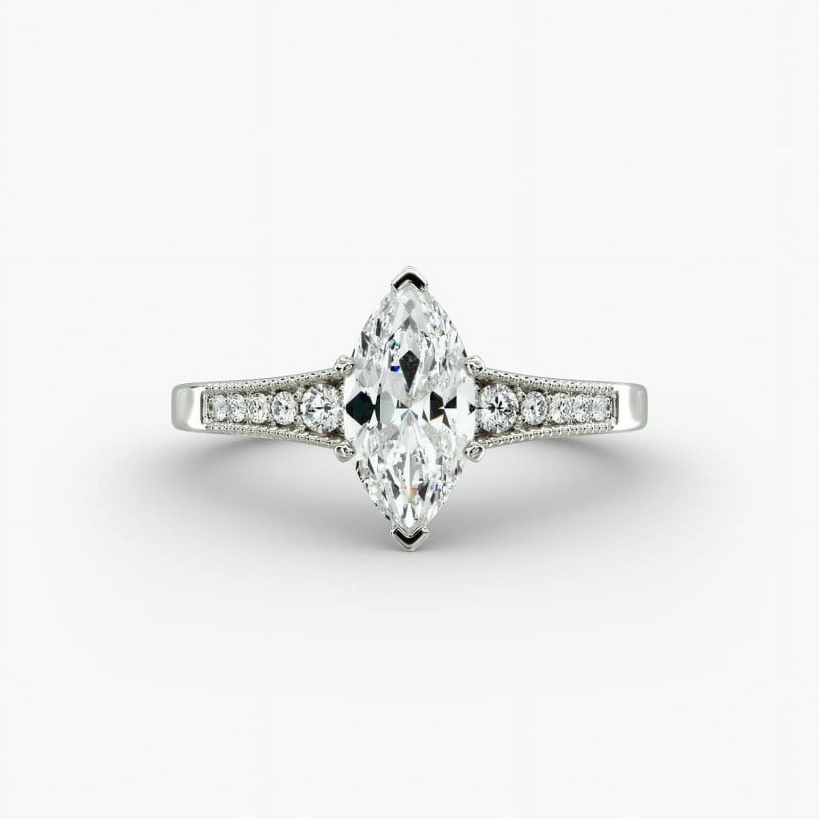 Aura Jewelry Halo Moissanite Ring - Marquise Cut 1.58 Ct Love Moissanite Wedding Ring - Stamped ...